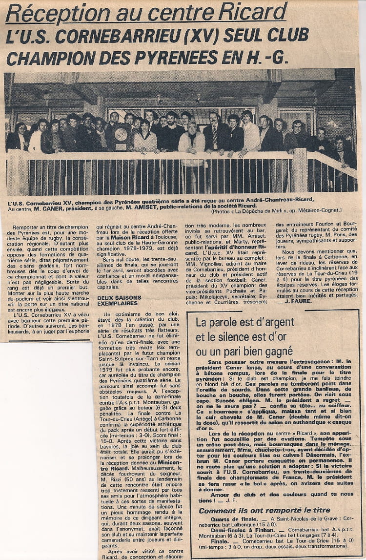 Photo de classe Ont est parti il y avait plus de ricard de 1979, Rugby ...