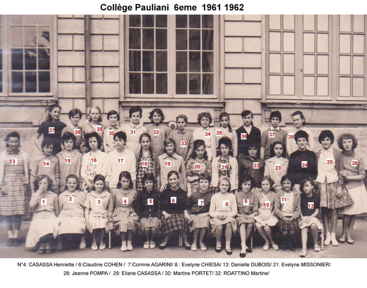Photo de classe College PAULIANI NICE de 1961, PAULIANI - Copains d'avant
