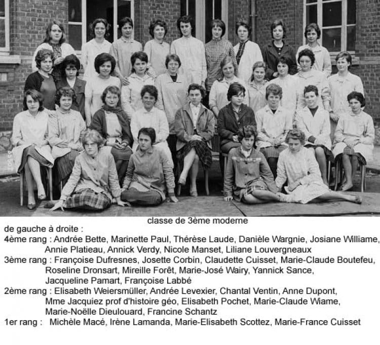 Photo de classe 3eme moderne de 1961, Jessé De Forest - Copains d'avant