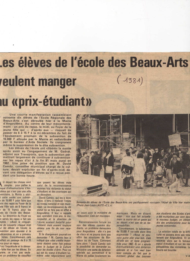 Photo de classe Beaux Arts de 1981, Ecole Régionale D'art D'angoulême - Copains d'avant