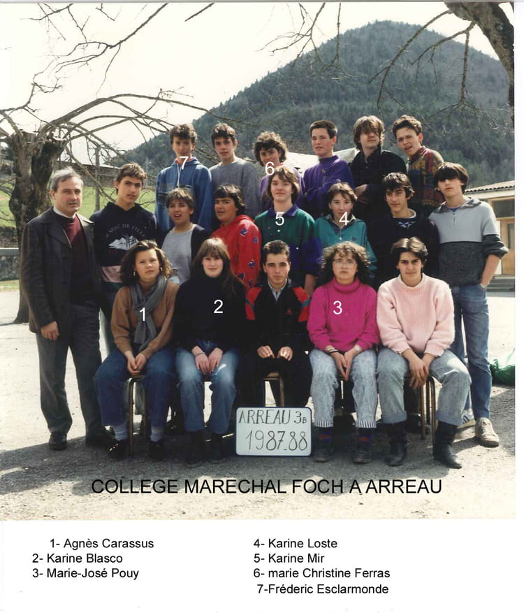 Photo de classe 3eB de 1987, Collège Maréchal Foch - Copains d'avant