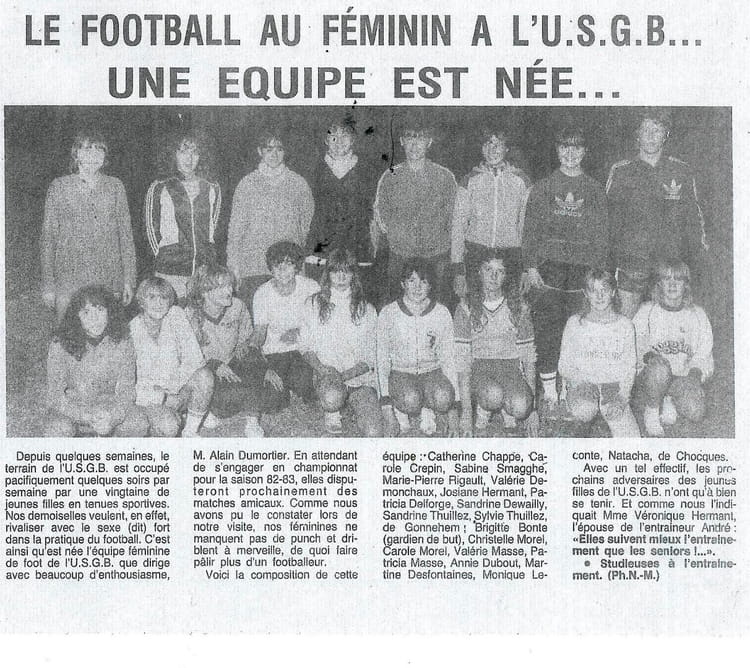 Photo de classe EQUIPE FEMININES USGB de 1981, USGB - Copains d'avant