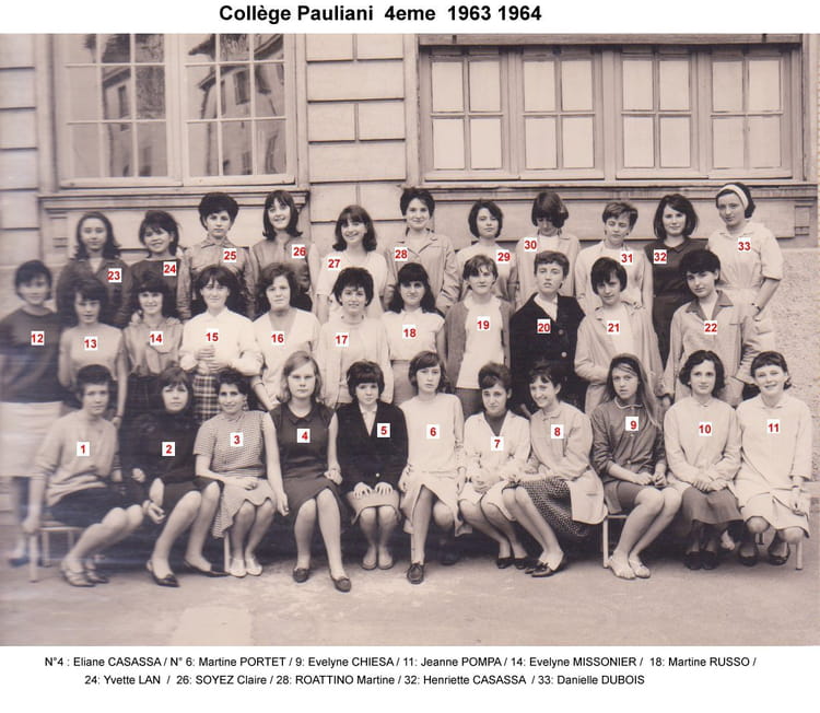 Photo de classe College PAULIANI NICE de 1963, PAULIANI - Copains d'avant