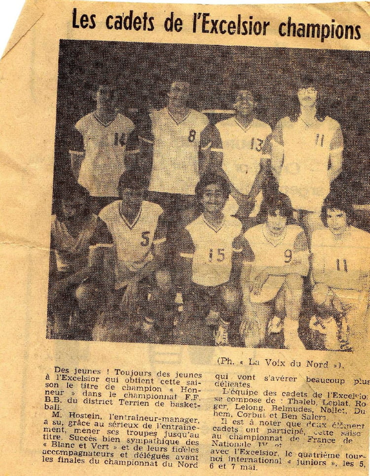 Photo de classe Les cadets de l'excelsior roubaix de 1978, EXCELSIOR ...