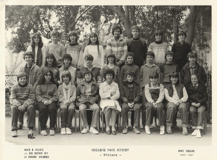 Photo de classe 1980-81_Paul-Riquet_Beziers_4e4 de 1980, Collège Paul ...