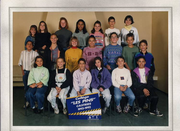 Photo de classe 6°1 de 1992, Collège Les Pins - Copains d'avant